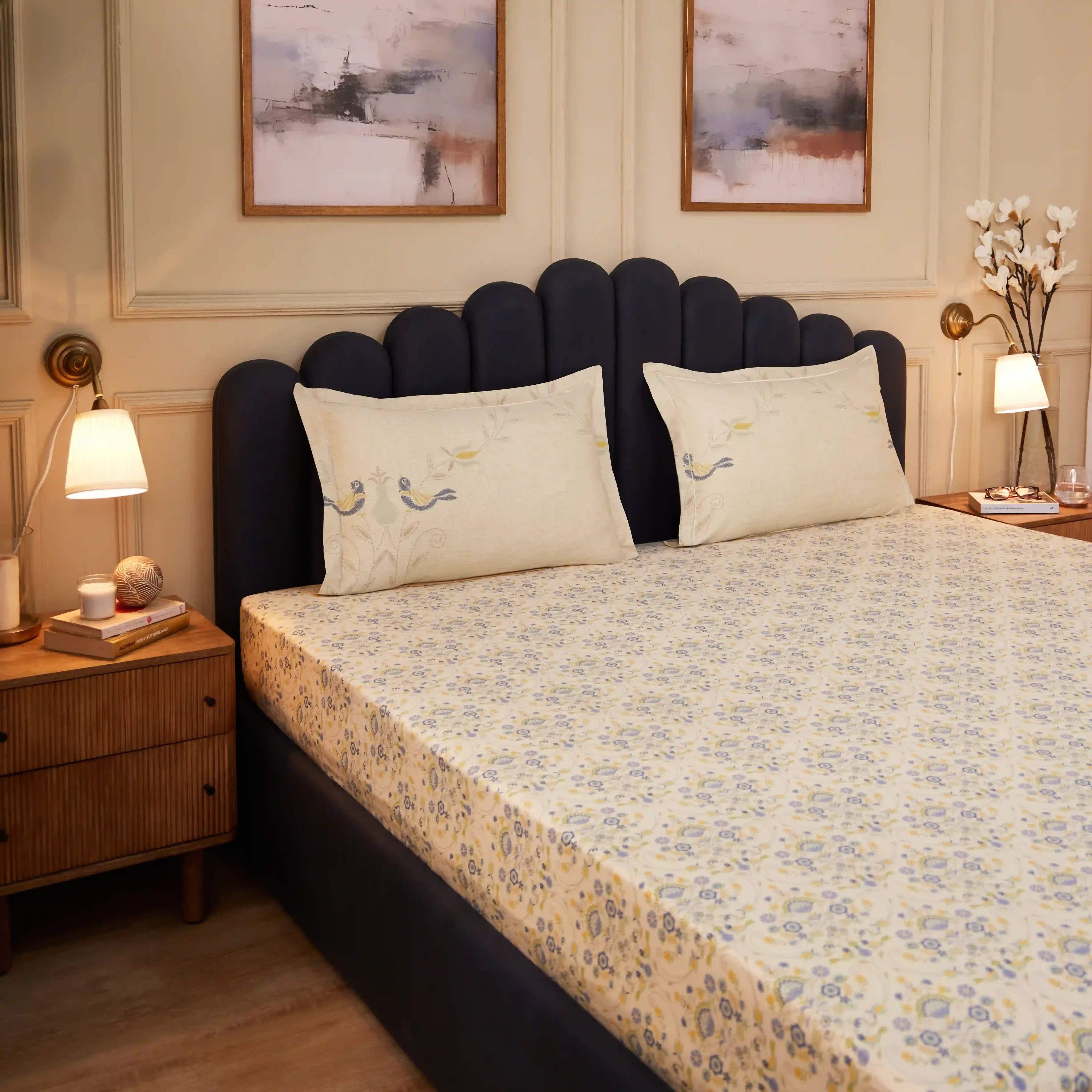 Buy Fergana | 250TC Artistic Bohemian Printed Cotton Bedsheet Set ...